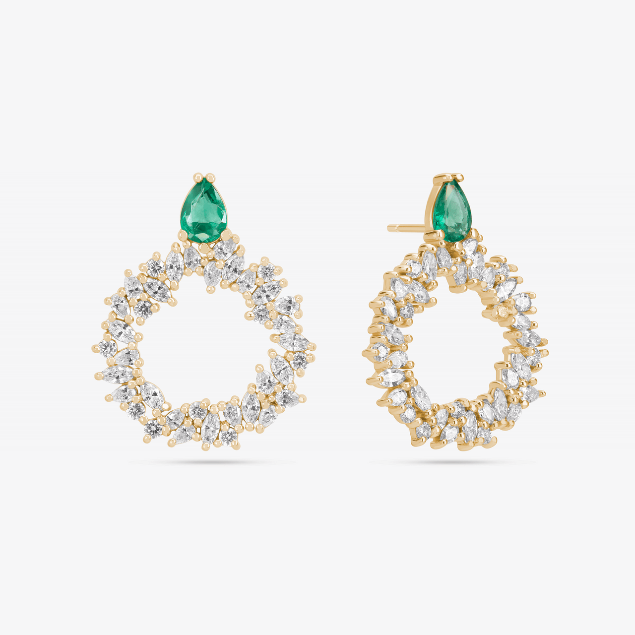 GREEN EMERALD MIXED FANCY DIAMOND CIRCLE HOOPS