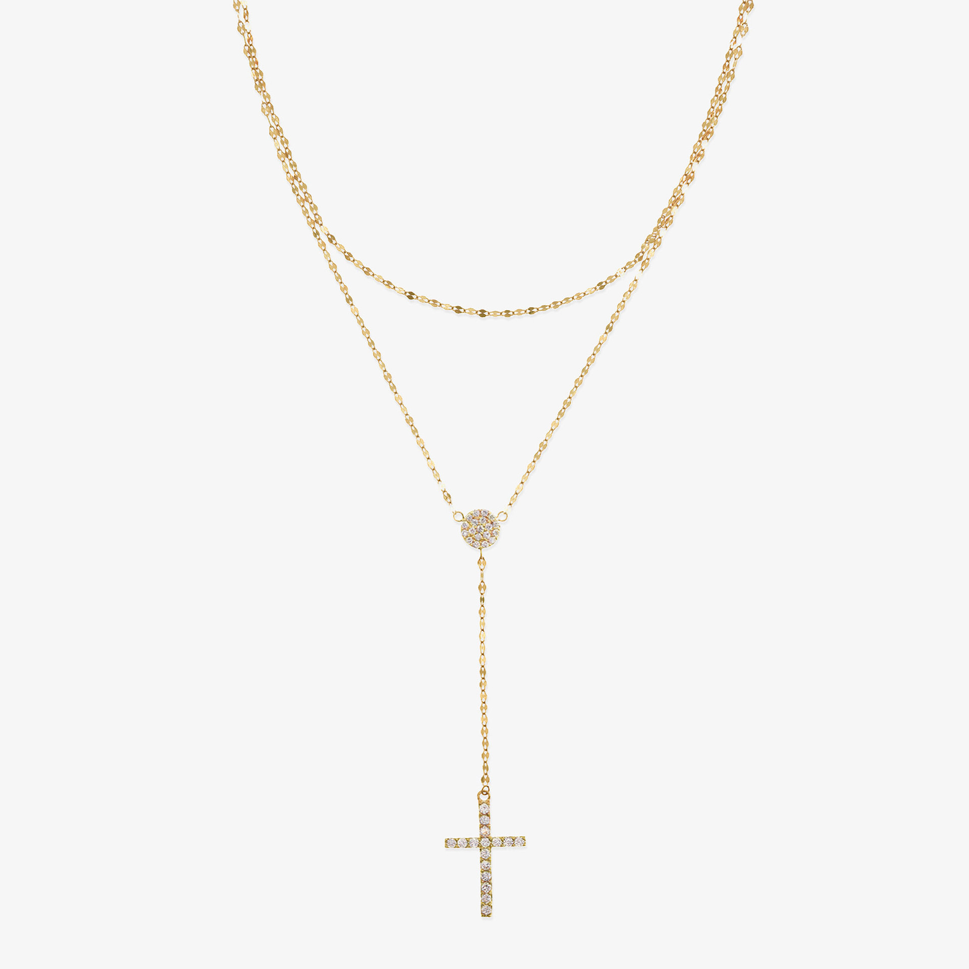 DOUBLE STRAND DIAMOND CROSSARY - LANA