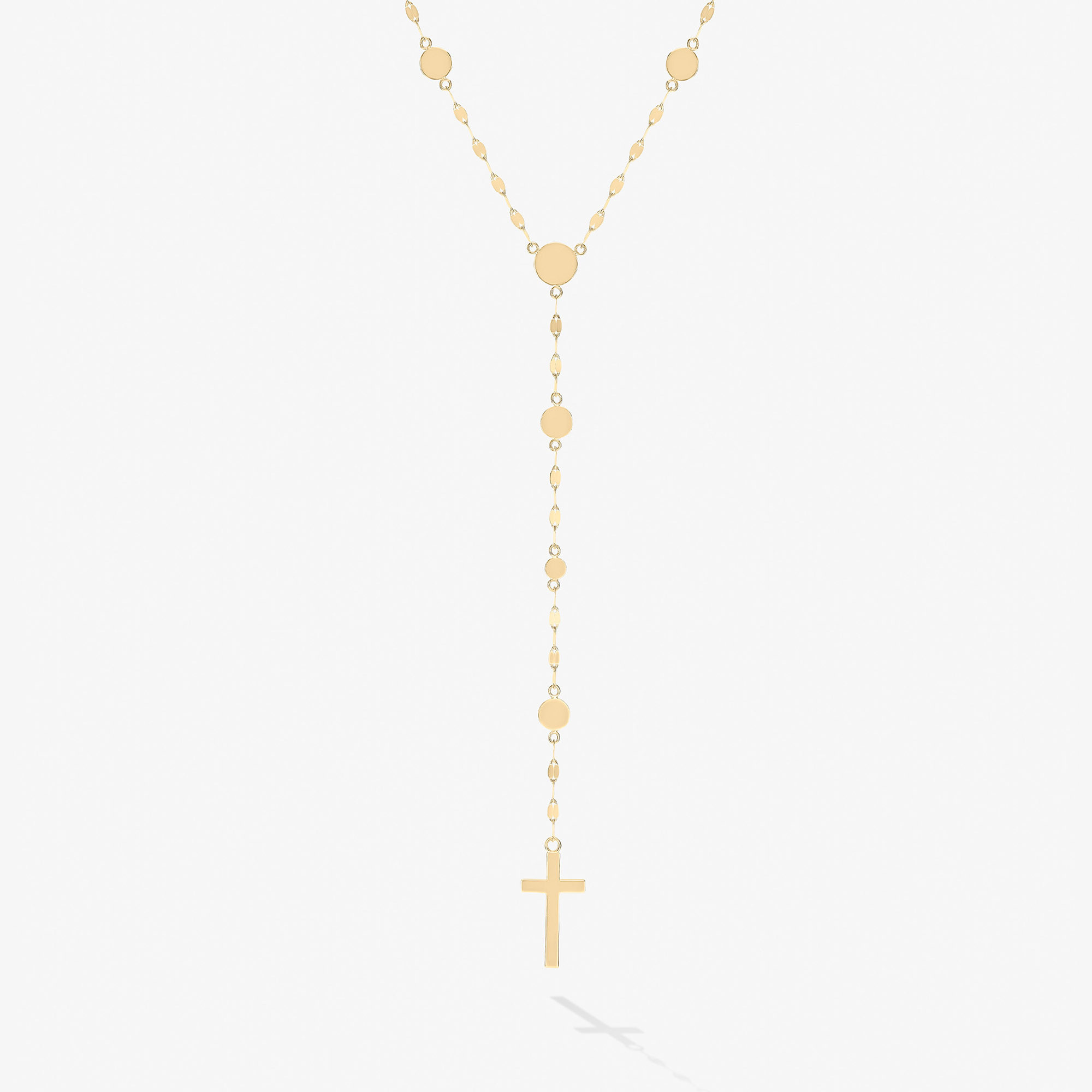 DISC LARIAT CROSSARY NECKLACE