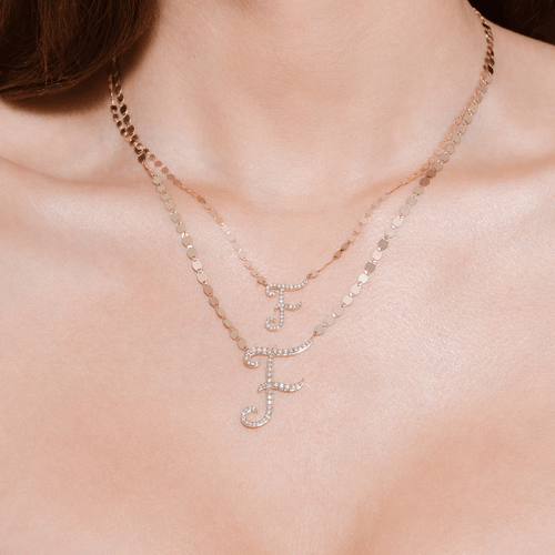 CURSIVE DIAMOND INITIAL PENDANT NECKLACE