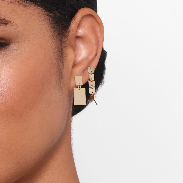 Square Dangle Earrings - 14k Gold Earrings - LANA