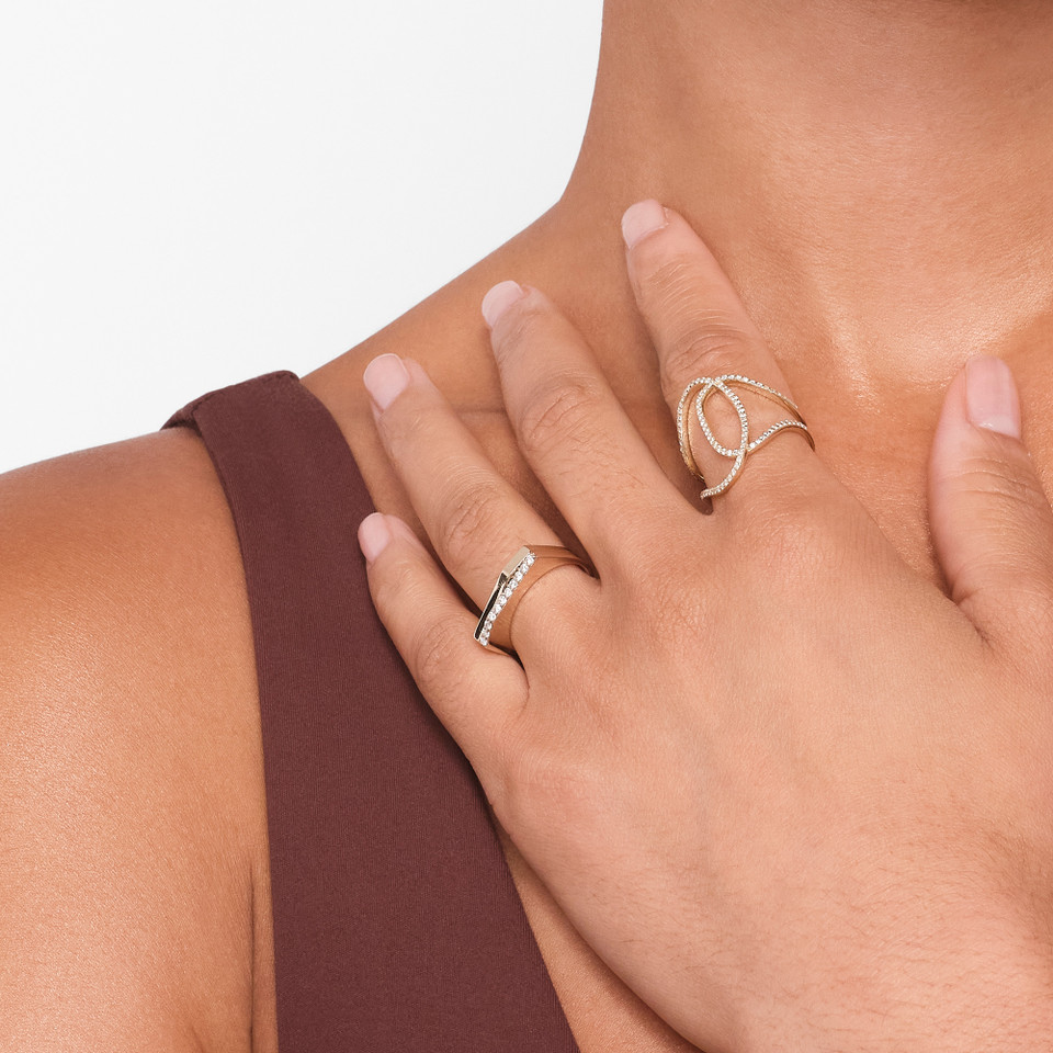 GEOMETRIC DOUBLE BAND DIAMOND RING