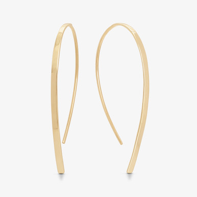 Small Flat Gold Hooked Hoops - LANA