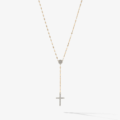 DIAMOND CROSSARY LARIAT NECKLACE - LANA