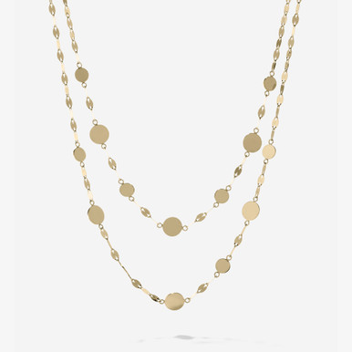 Double Strand Gold Necklace - Gypsy Disc Chain - LANA