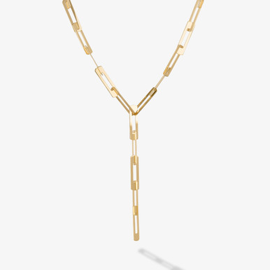 INTERLOCKING RECTANGLE LARIAT NECKLACE