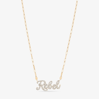 CUSTOM CURSIVE DIAMOND NAMEPLATE NECKLACE
