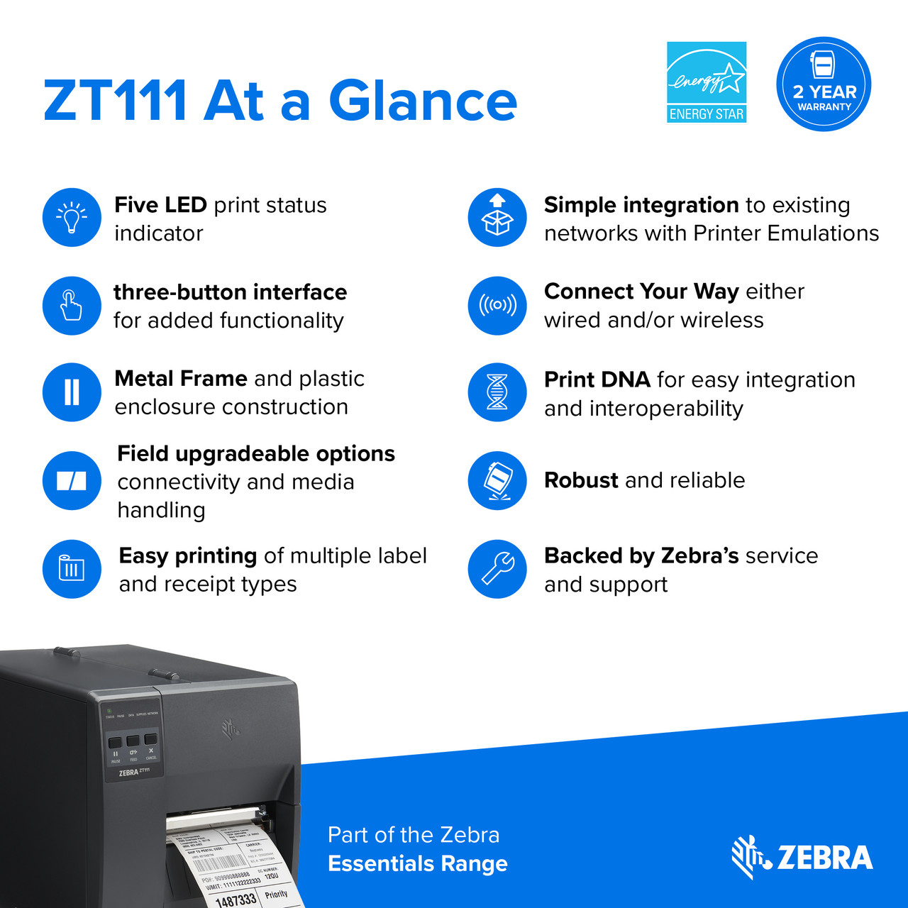 Zebra ZT111 UK | Entry-Level 4-inch Industrial Label Printer