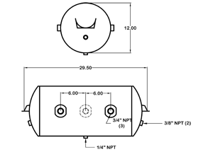AIR TANK, 12"DIA., 3) MAIN PORTS, TOP MT === 22986