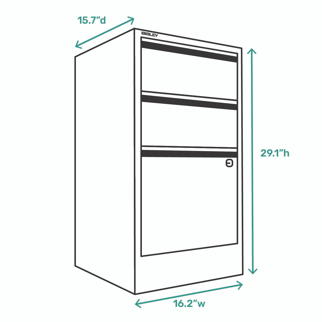 Bisley 3-Drawer Flush Front File Cabinet