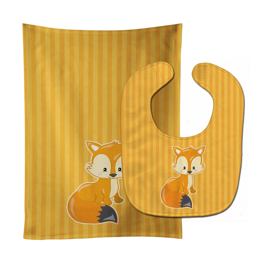 Yellow Fox Baby Bib & Burp Cloth - Animal Decor