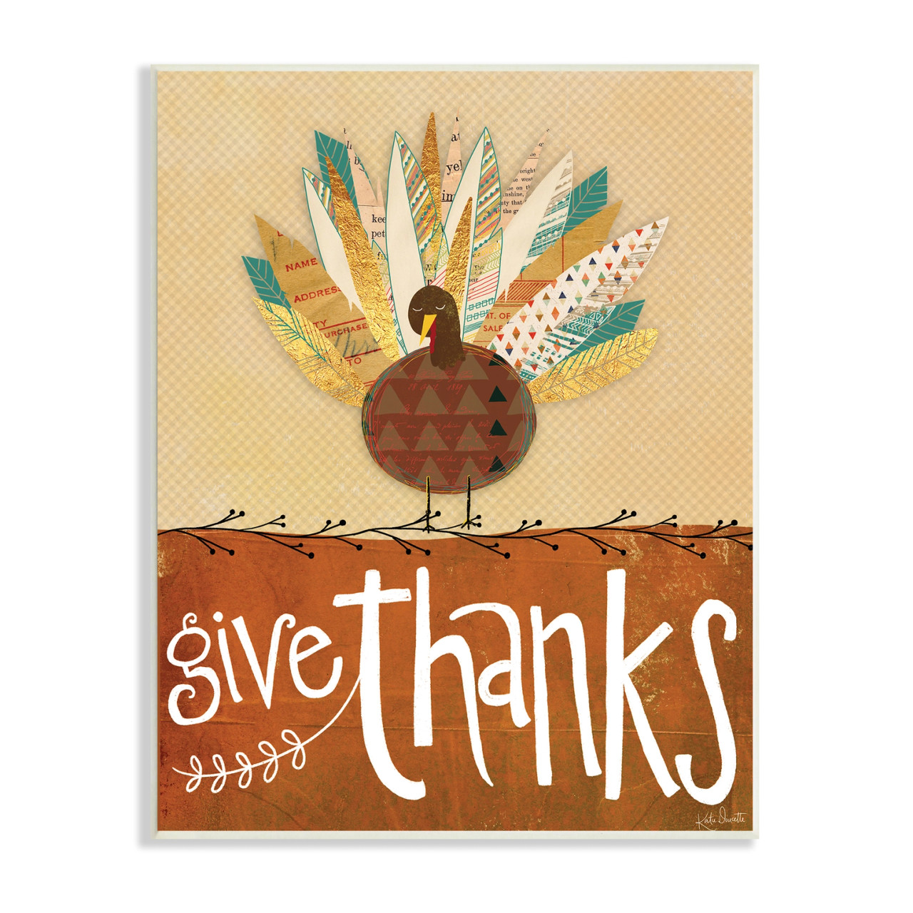 Give Thanks - Thanksgiving Turkey Art Print - Animal Decor