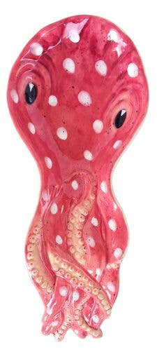 Red Octopus Spoon Rest - Animal Decor