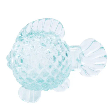 Blue Glass Puffer Fish Table Décor - Animal Decor