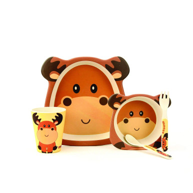 Kid's Moose Dinnerware Set - Animal Decor