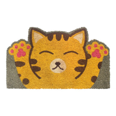 Happy Orange Tabby Cat Doormat - Animal Decor