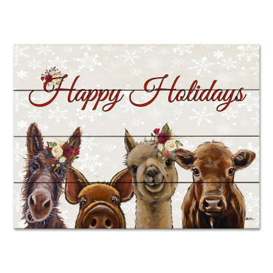 Happy Holidays - Farm Animal Christmas Wall Art - Animal Decor