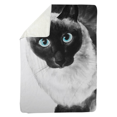 Blue-Eyed Siamese Cat Throw Blanket | Cat Home Décor | Animal Throws ...