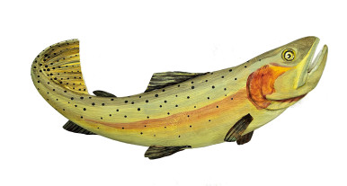 Wood-Carved Trout Wall Sculpture - 3 Options - Animal Decor