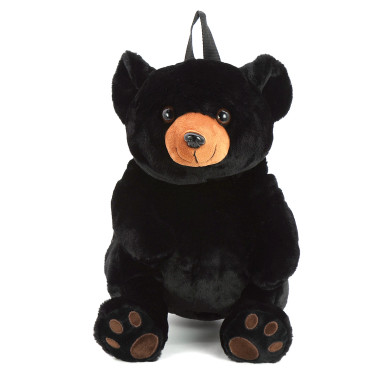 Plush Black Bear Backpack - Animal Decor