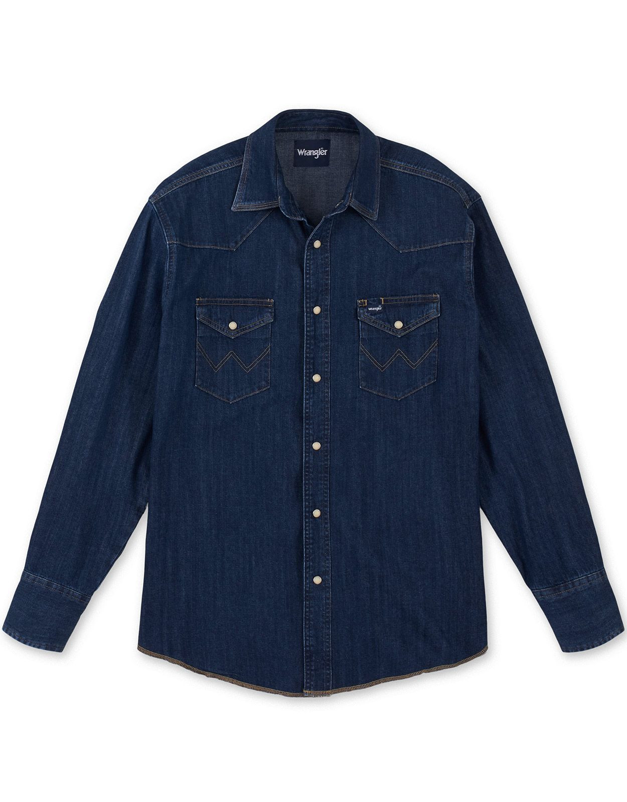 Wrangler Men's Long Sleeve Denim Snap Western Work Shirt - Dark Denim ...