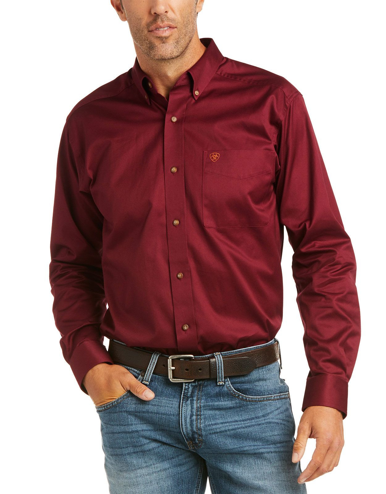 Ariat Men's Casual Series Fitted Long Sleeve Solid Button Down Shirt ...