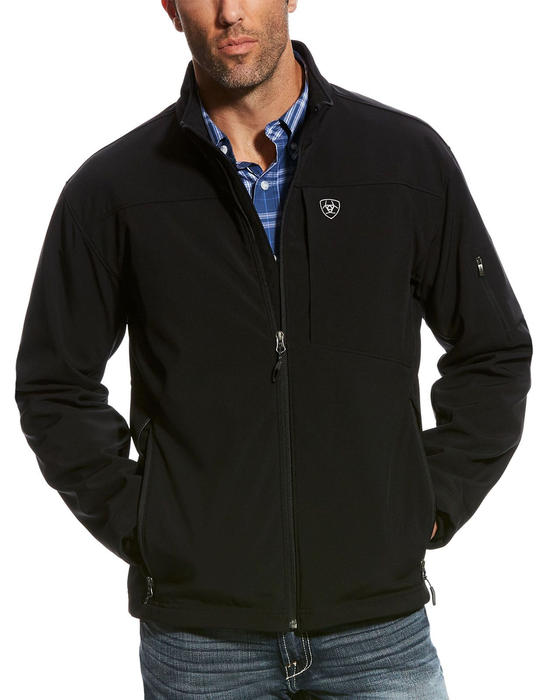 Ariat Mens Vernon 20 Softshell Solid Zip Jacket Black