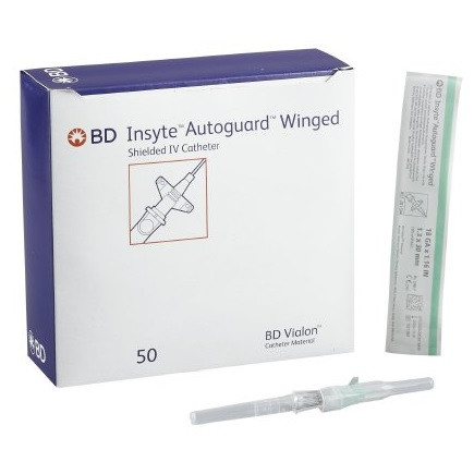BD 18G x 1.16" Insyte Autoguard BC Shielded IV Catheter with Winged Hub ...