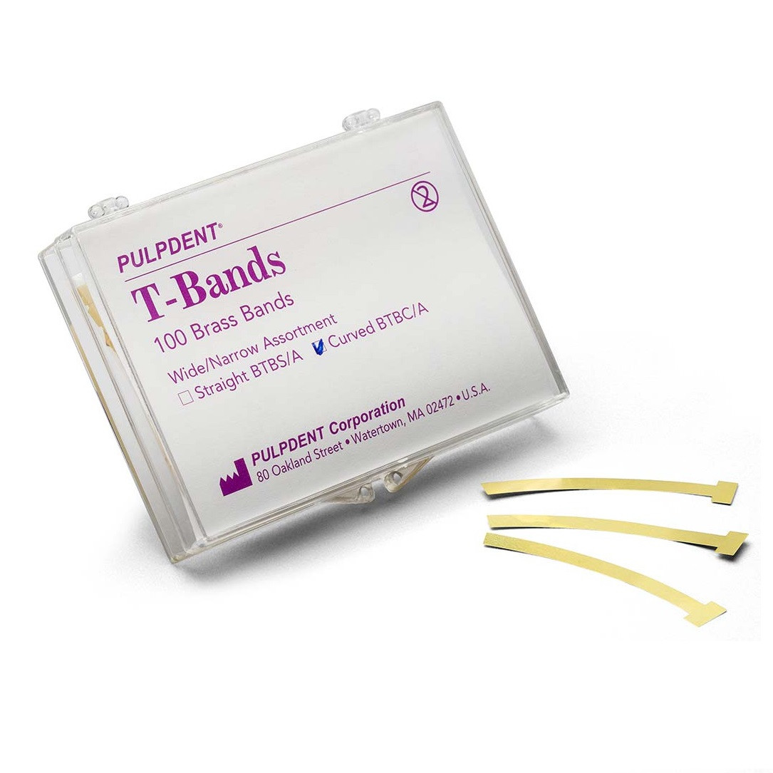 Pulpdent Assorted Curved Brass T-Bands (BTBC/A)