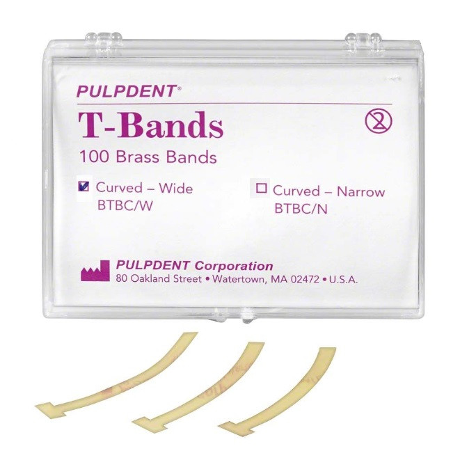 Pulpdent Curved Narrow Brass T-Bands (BTBC/N)