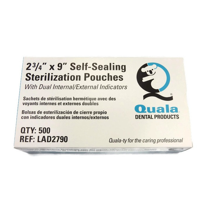 Quala 2-3/4" x 9" Dual Indicator Sterilization Pouch (LAD2790)