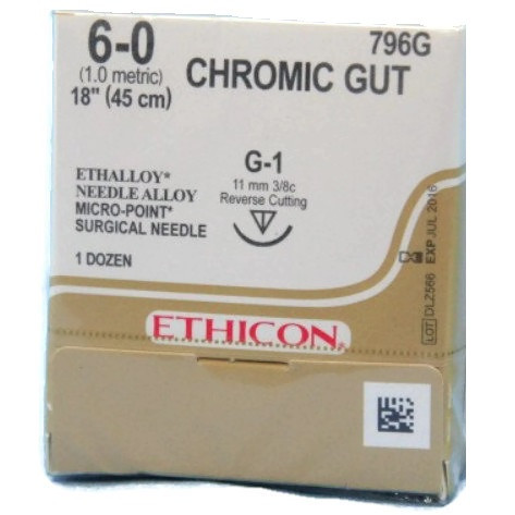 6-0 x 18" Chromic Gut Suture with G-1 Needle - 12/Box - Predictable ...