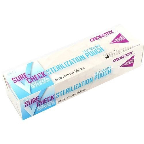 Crosstex 2¾" x 9" Sure-Check Sterilization Pouches (SCX2)