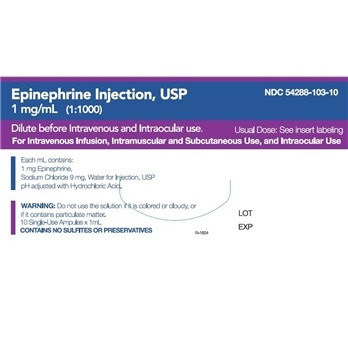 1:1000 Epinephrine Injectable in 1 mL Ampule - 10/Box - Predictable ...
