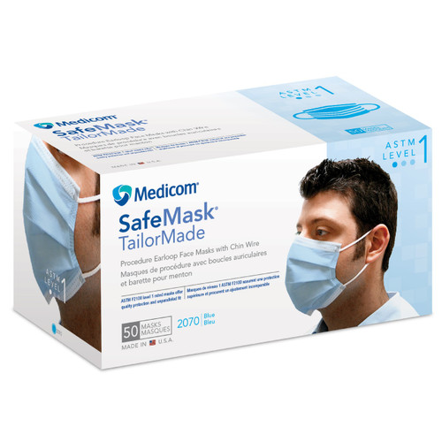 Medicom Blue Level 1 SafeMask TailorMade Earloop Mask (2070)