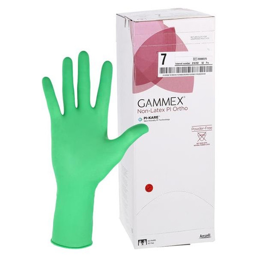 Ansell Size 7 Gammex Non-Latex PI Ortho Green Surgical Gloves (20686570)