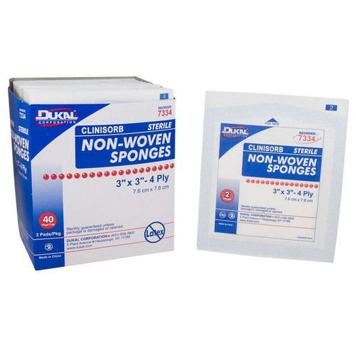 3" x 3" Sterile Clinisorb 4-Ply Non-Woven Sponges - 120 Packs/Case ...