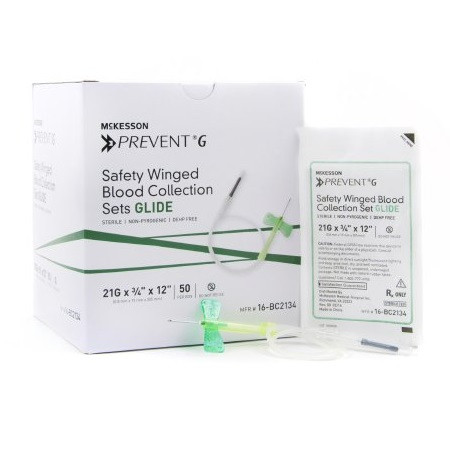 McKesson 21G x 3/4" Safety Winged Blood Collection Set (16-BC2134)