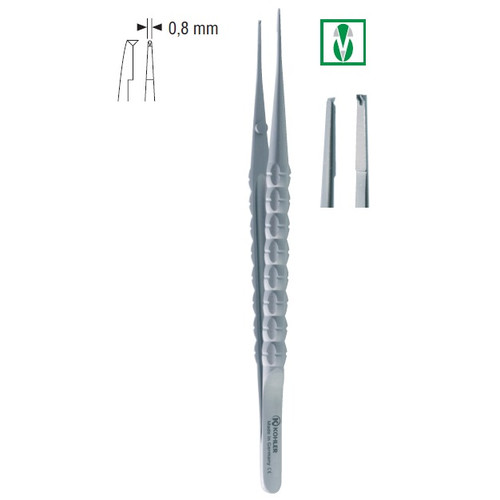 Kohler 0.8mm Straight Micro Tissue Forceps with 1 x 2 Teeth (7689)