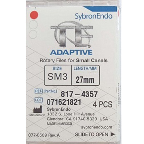 TF Adaptive Red SM3 27mm Nickel Titanium Rotary File - 4/Pack (817-4357 ...