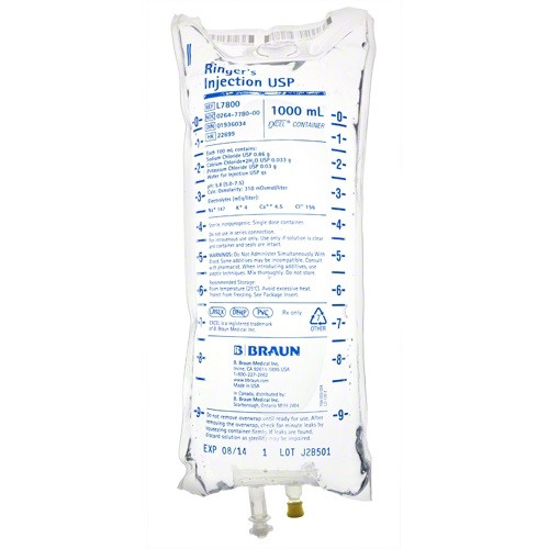 Ringer's for Injection in 1,000mL Bag - 12 Bags/Case - Predictable ...