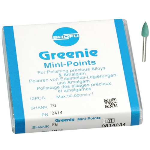 Shofu Greenie Mini-Points Stone Polishers with FG Shank - 12/Pack ...