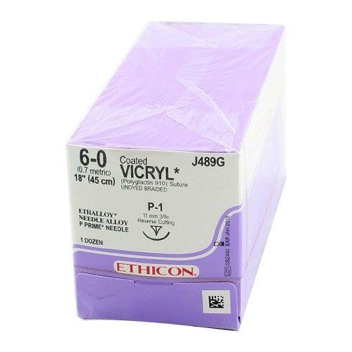 6-0 x 18" Vicryl Undyed Braided Suture with P-1 Needle - 12/Box ...