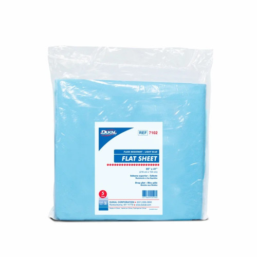 Dukal Corporation 85” x 41” Light Blue Fluid-Resistant Flat Sheet (7102)