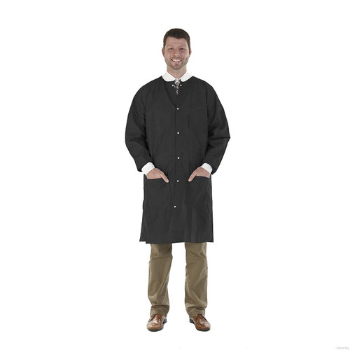 Medicom Large Jet Black SafeWear High Performance Lab Coat (8119-C)
