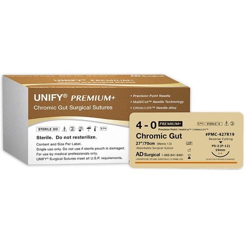 AD Surgical 4-0 x 27" Unify Chromic Gut Suture with PS-2 Needle (PMC ...