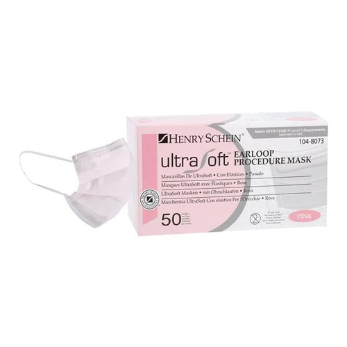 Henry Schein Pink Level 1 UltraSoft Earloop Face Mask (GPLUSPKS)