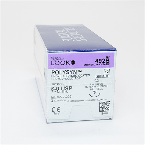 Surgical Specialties 6-0 x 18" Look™ PolySyn™ PGA Undyed Suture with C ...