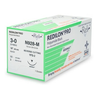Myco 3-0 x 18" Reli® Redilon® Pro Black Nylon Monofilament Suture with ...