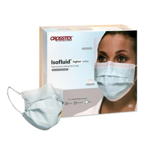 Crosstex Sapphire Isofluid Fogfree Level 1 Earloop Face Mask With